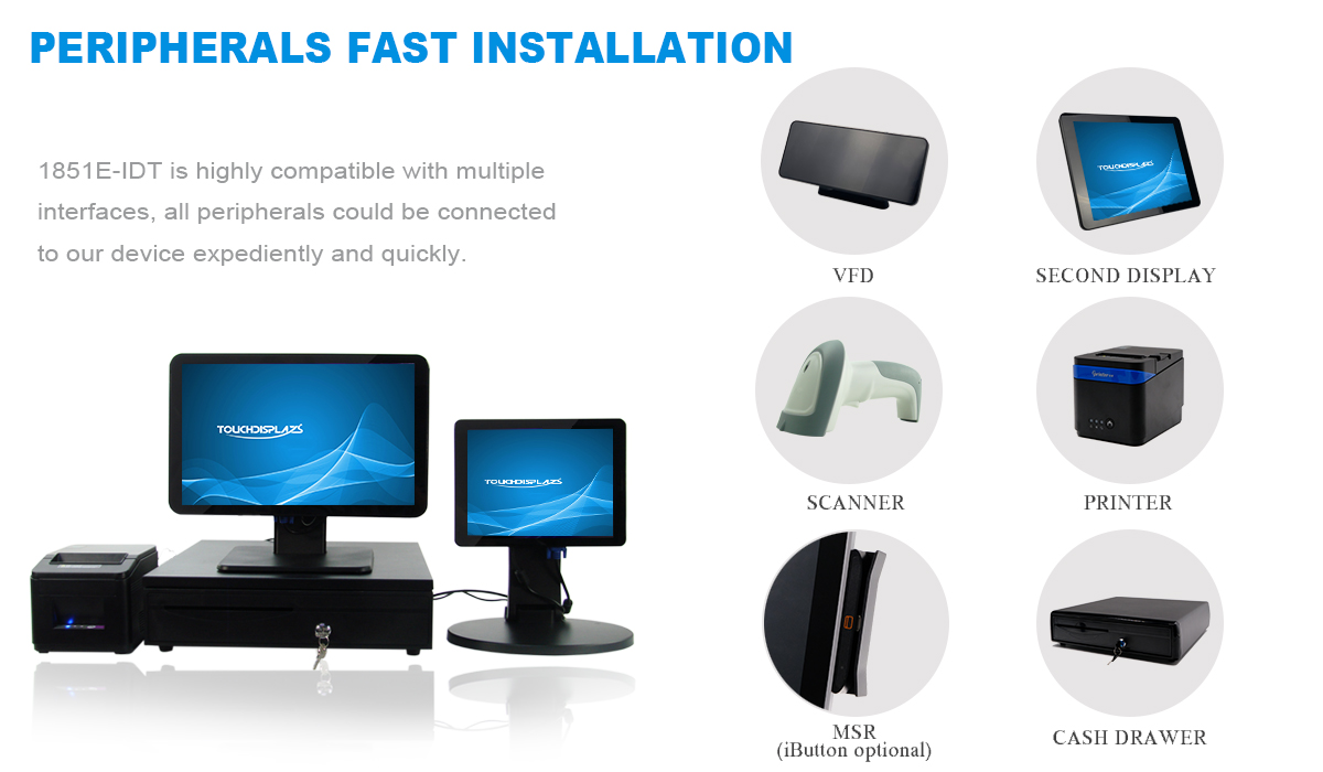 Pos Machine With Barcode Scanner - 18.5 Inch Touch All-in-one Pos ...